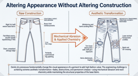 Denim Dry Processes - Whiskering , Laser Whiskering , Hand Scraping ...