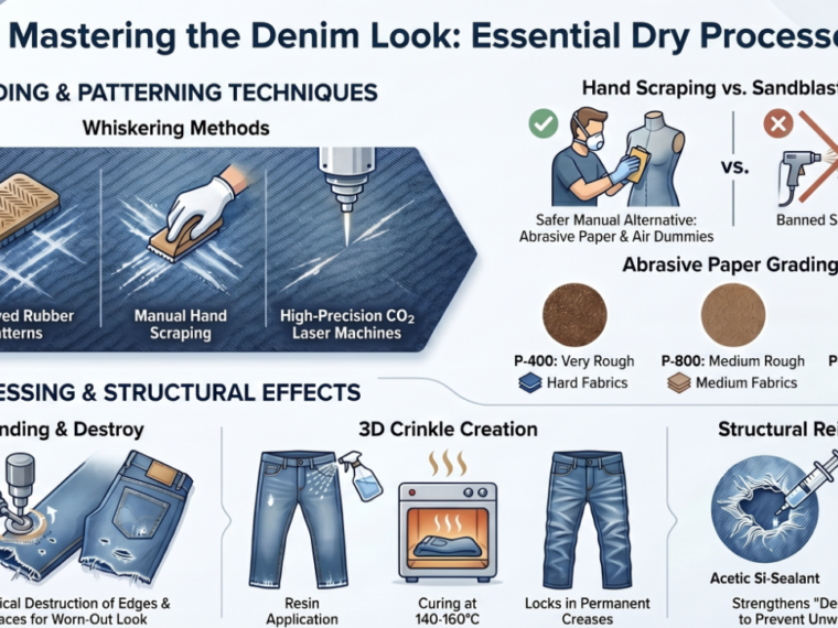 Denim Dry Processes - Whiskering , Laser Whiskering , Hand Scraping ...