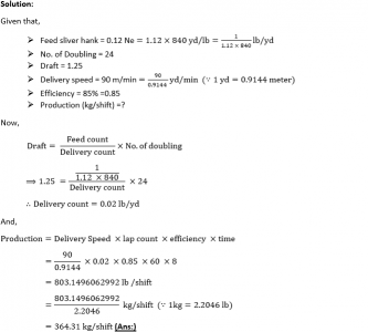Production Calculation of Lap Former Machine | Textile Study Center